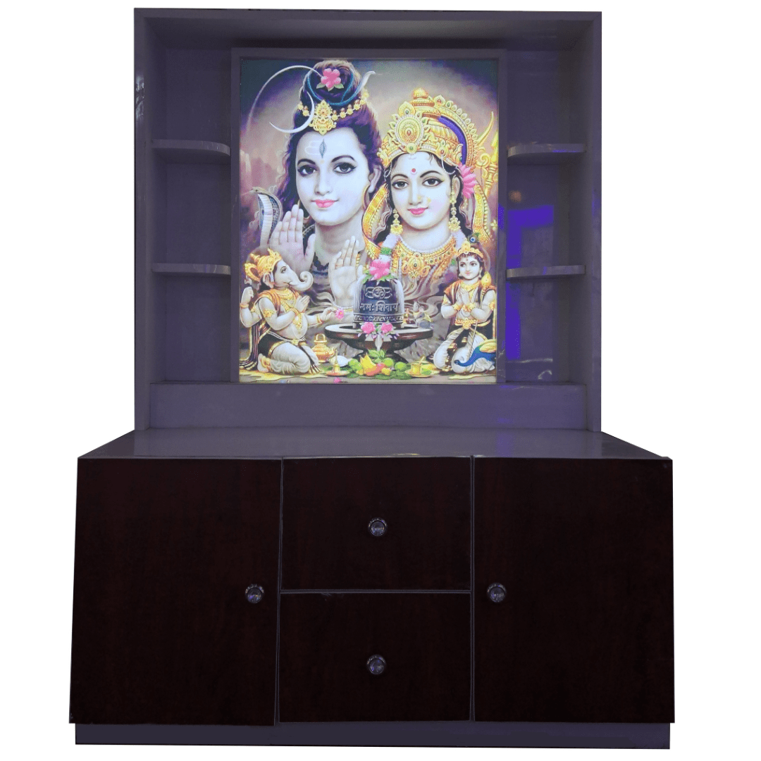 Shiv Parivar Mandir with Printed Acrylic and Storage Space - Buy Online ...