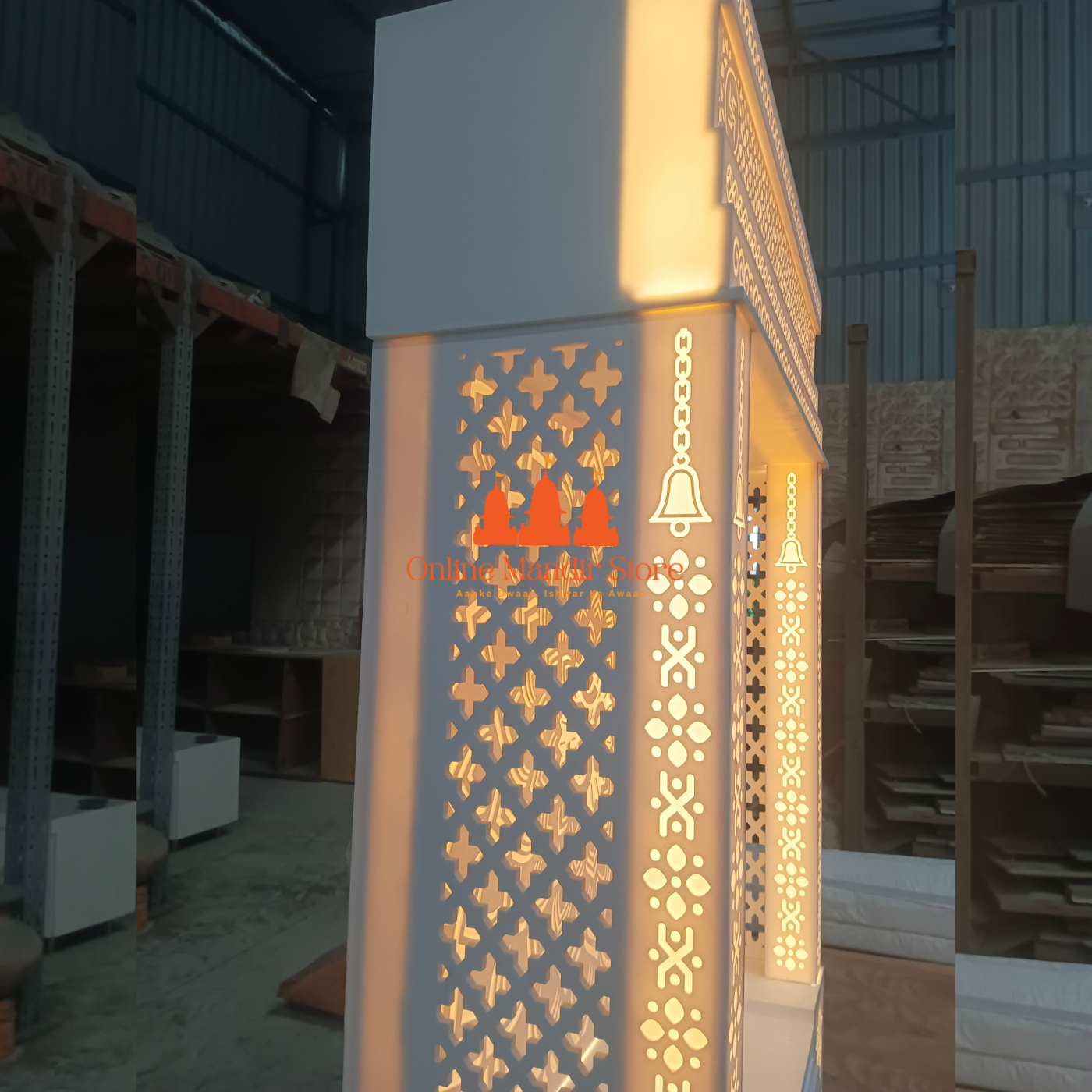Premium Corian Mandir with LED Lighting – Online Mandir Store