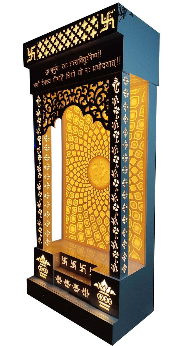 Om Corian Mandir: Elegant, Intricate, and Waterproof Temple with Storage