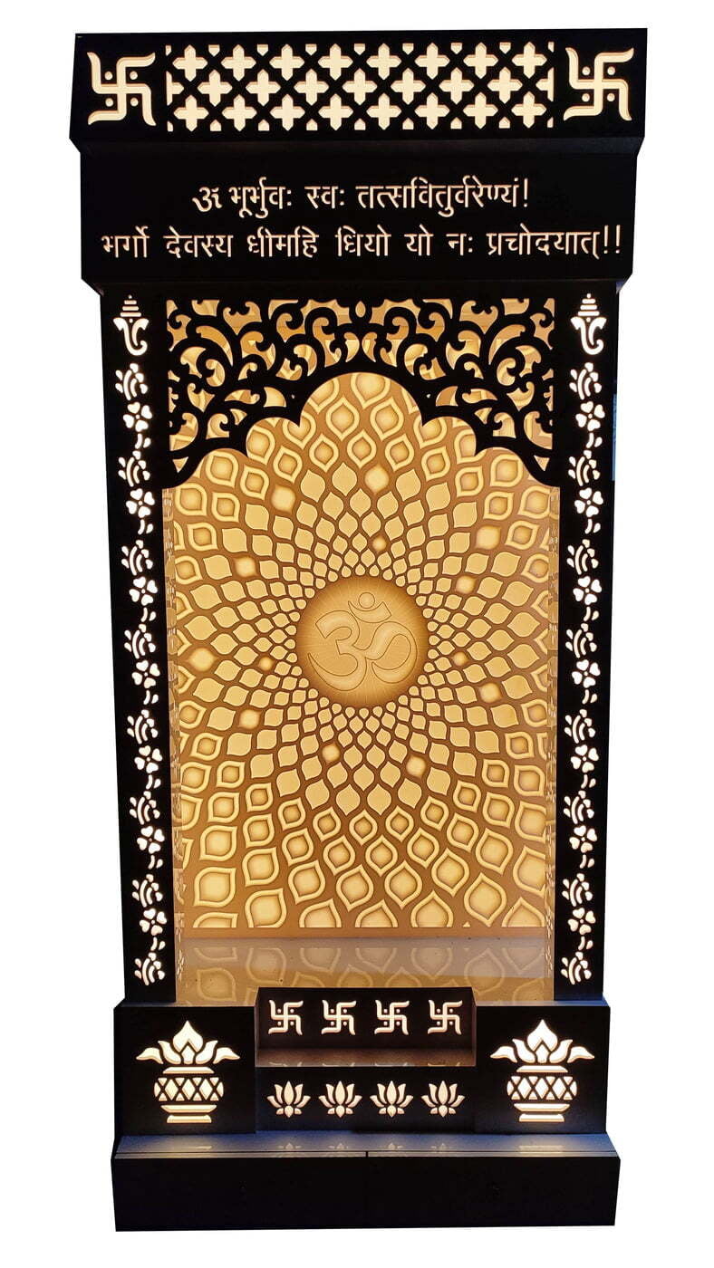 Om Corian Mandir: Elegant, Intricate, and Waterproof Temple with Storage