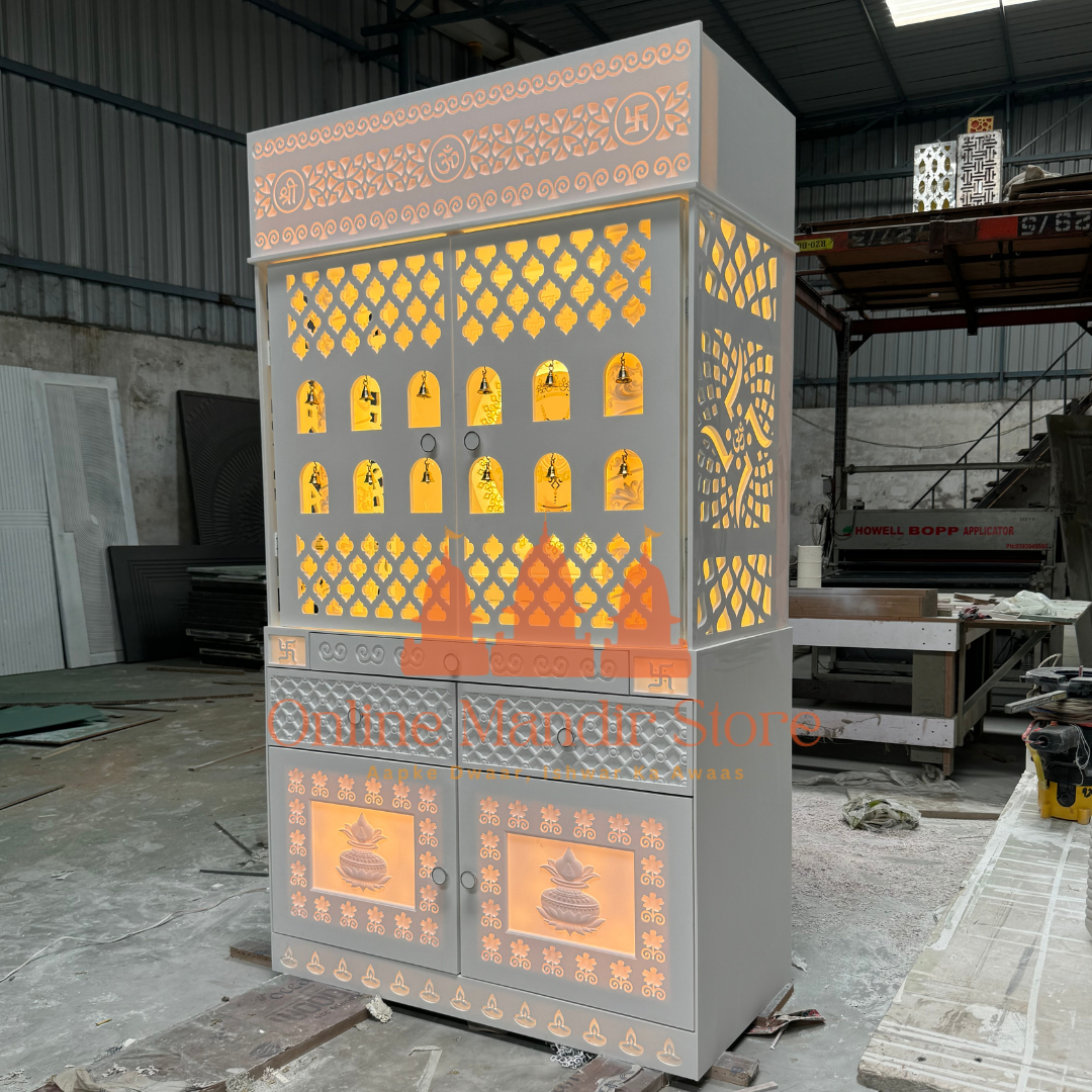 Elegant Om Corian Mandir – Backlit, Customizable & Durable Pooja Mandir ...