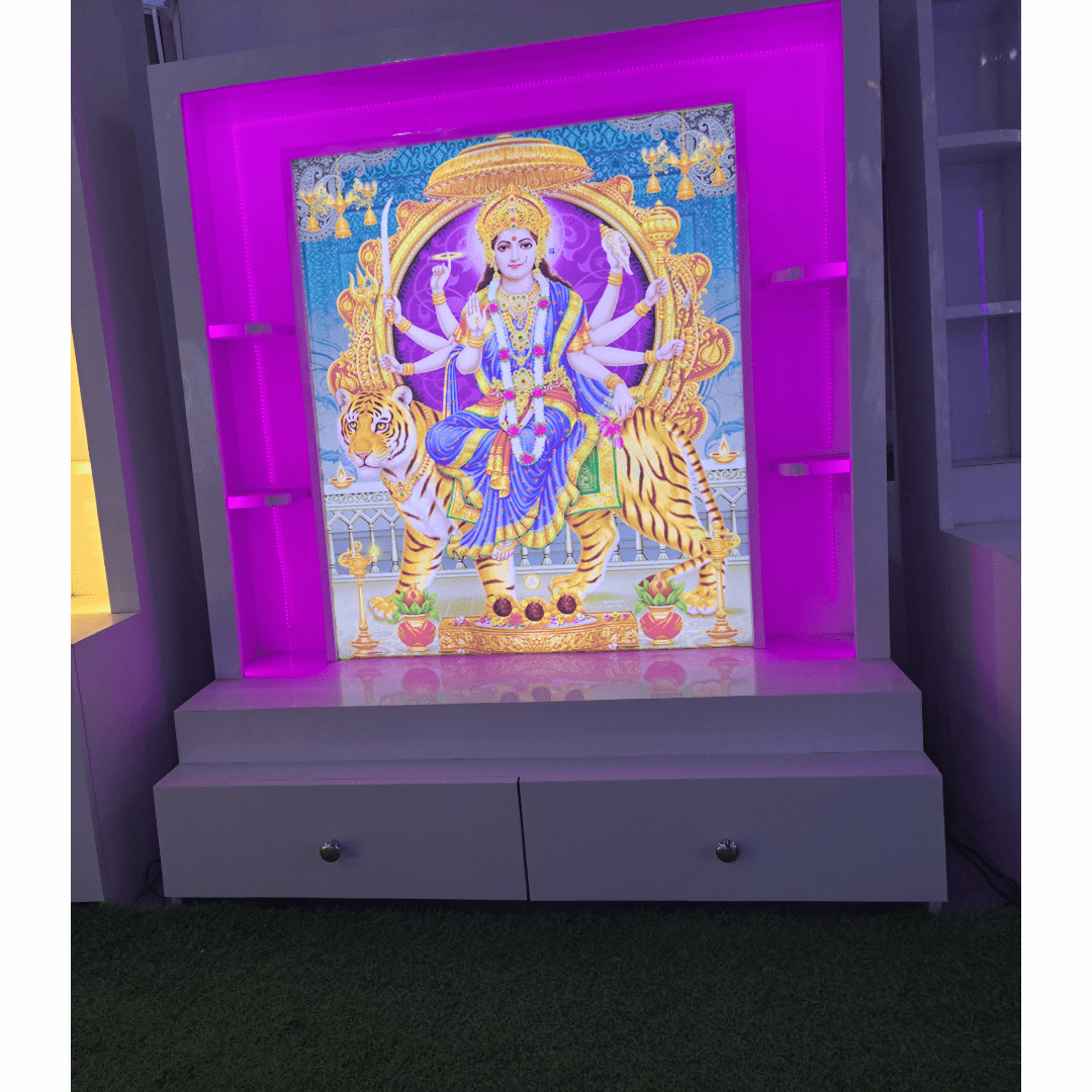 Buy Sherawali Mata Mandir Printed on Acrylic with Storage Space ...