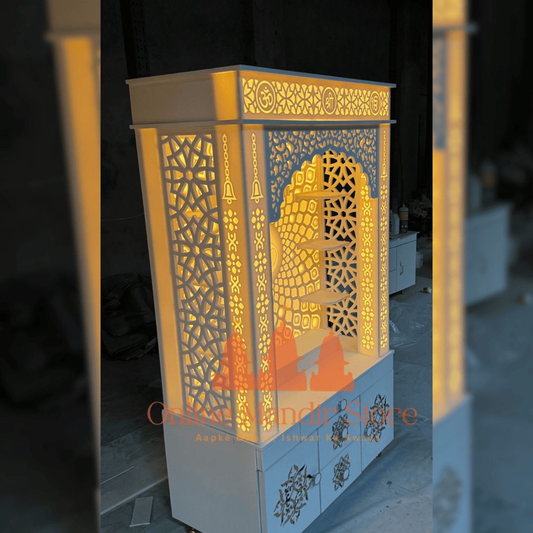 Divine Backlit Om Corian Mandir | Durable, Customizable, and Waterproof
