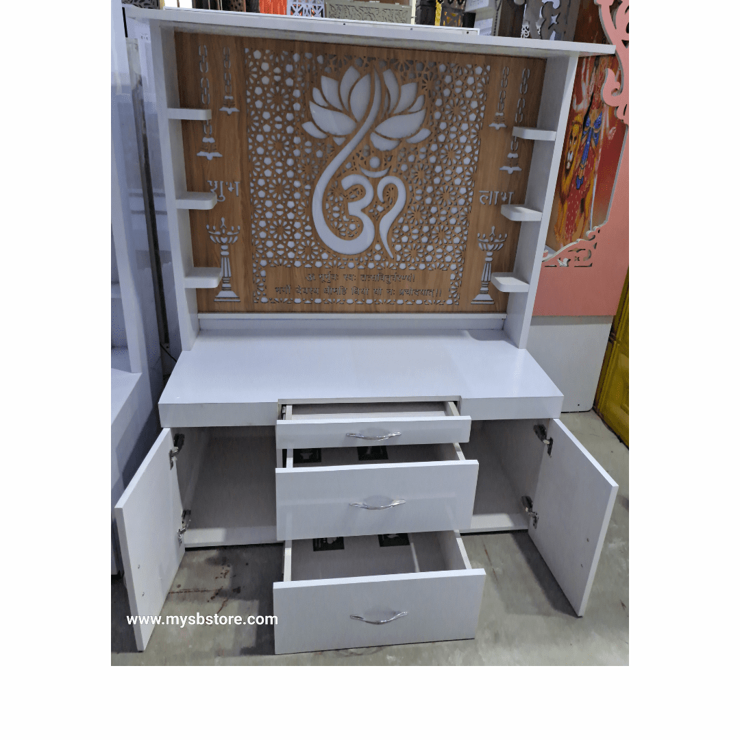 Buy Lotus Om Mandir with Storage Space | Prime Wood Online