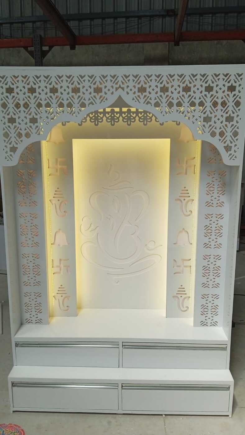 Buy 3D Corian Ganesh Ji Puja Mandir with WPC Pillar & Drawer Online ...