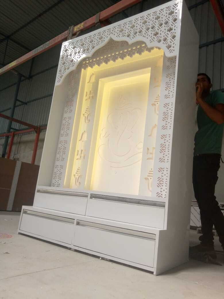 Buy 3D Corian Ganesh Ji Puja Mandir with WPC Pillar & Drawer Online ...
