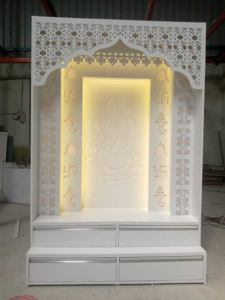 Buy 3D Corian Ganesh Ji Puja Mandir with WPC Pillar & Drawer Online ...