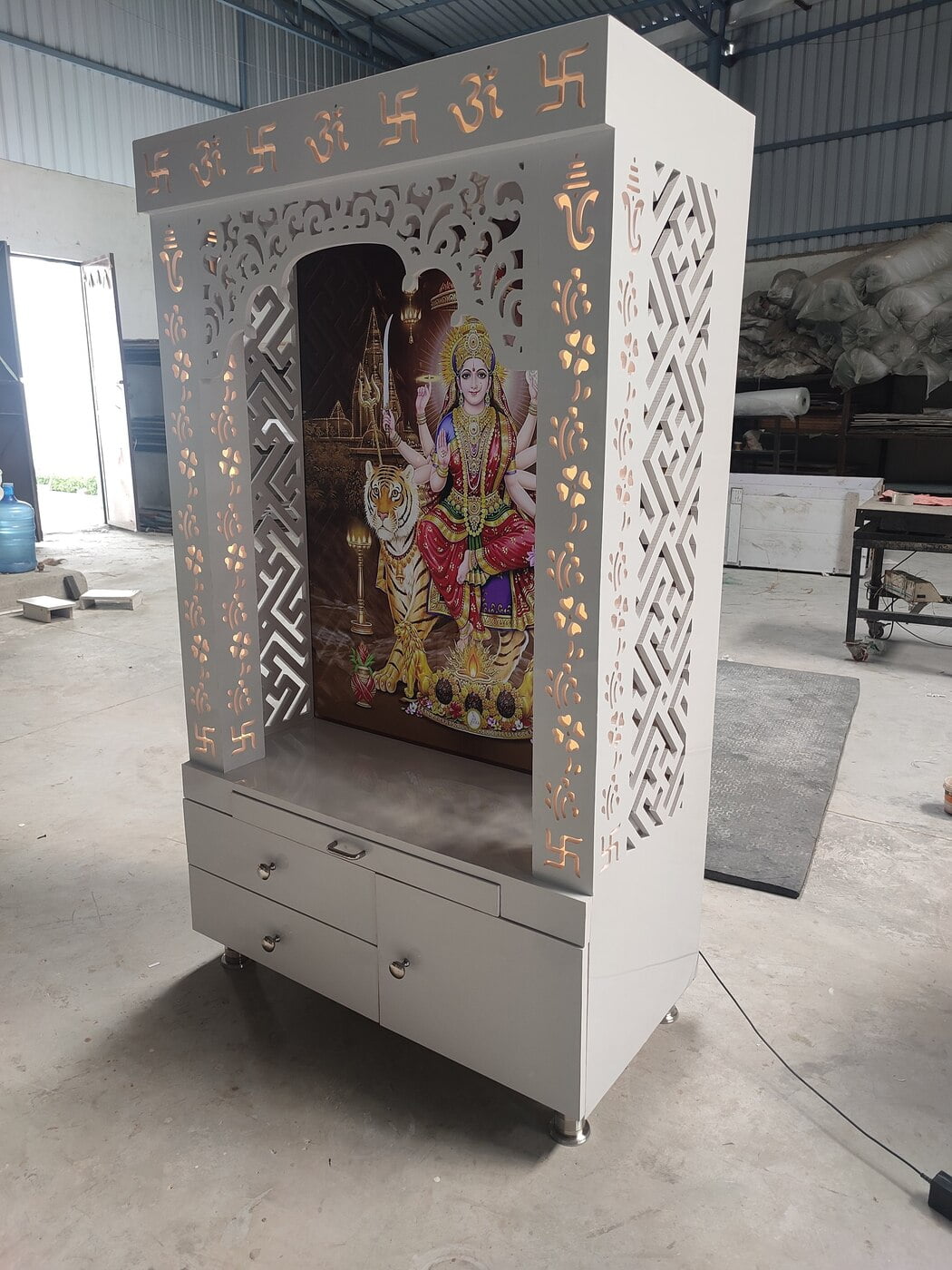 Buy Sherawali Mata Mandir Printed on Acrylic with WPC Pillar Storage ...