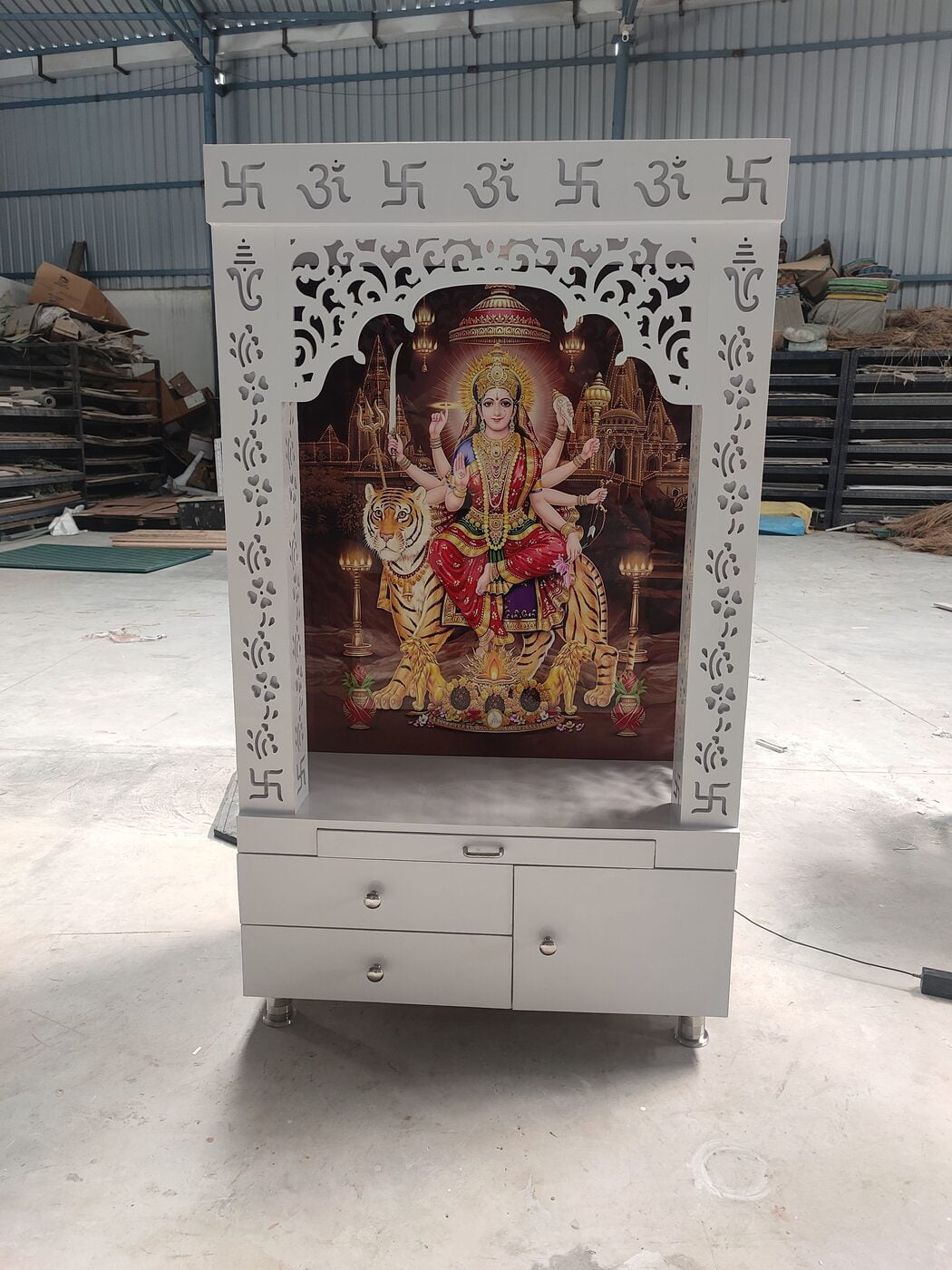 Buy Sherawali Mata Mandir Printed on Acrylic with WPC Pillar Storage ...