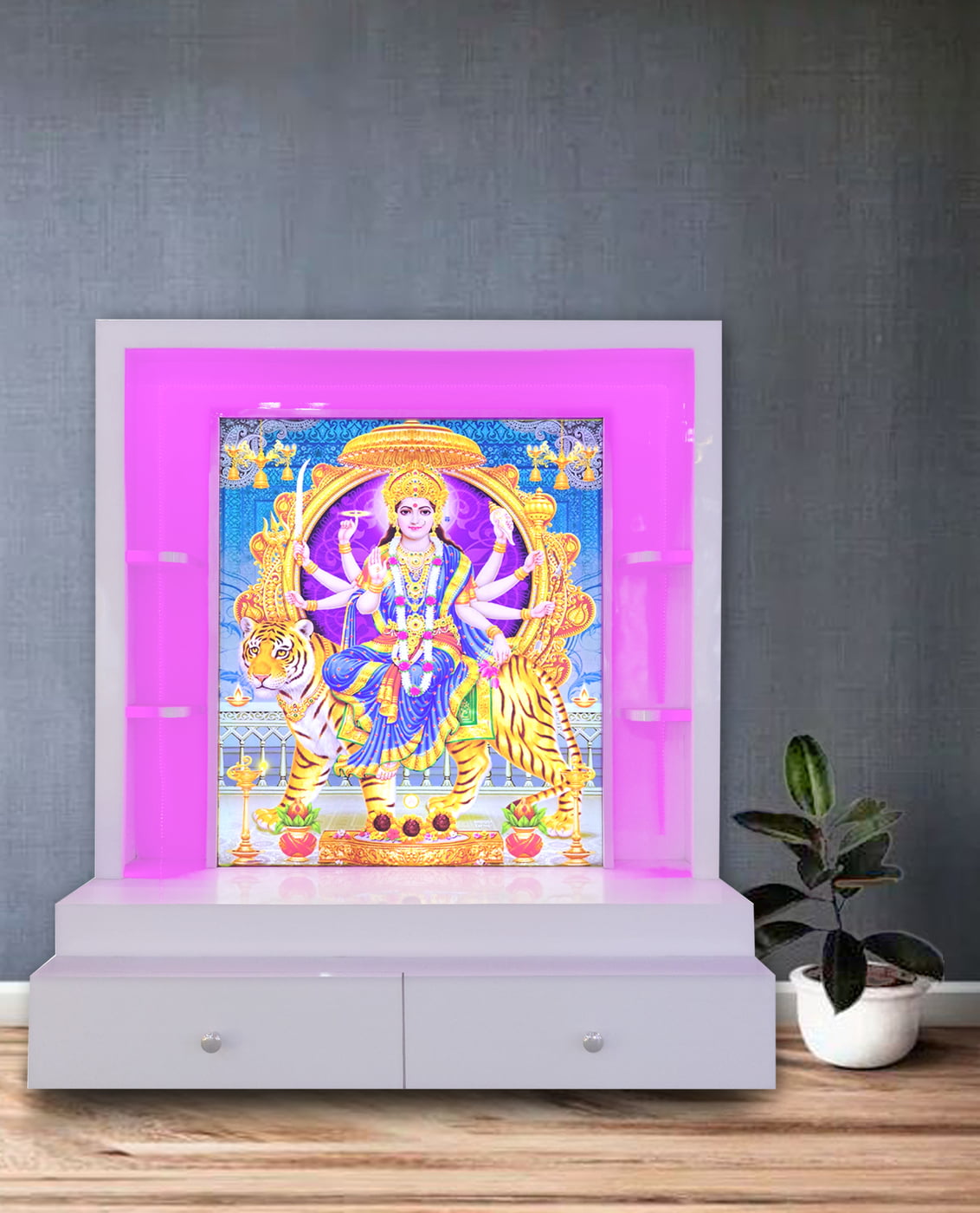 Buy Sherawali Mata Mandir Printed on Acrylic with Storage Space ...