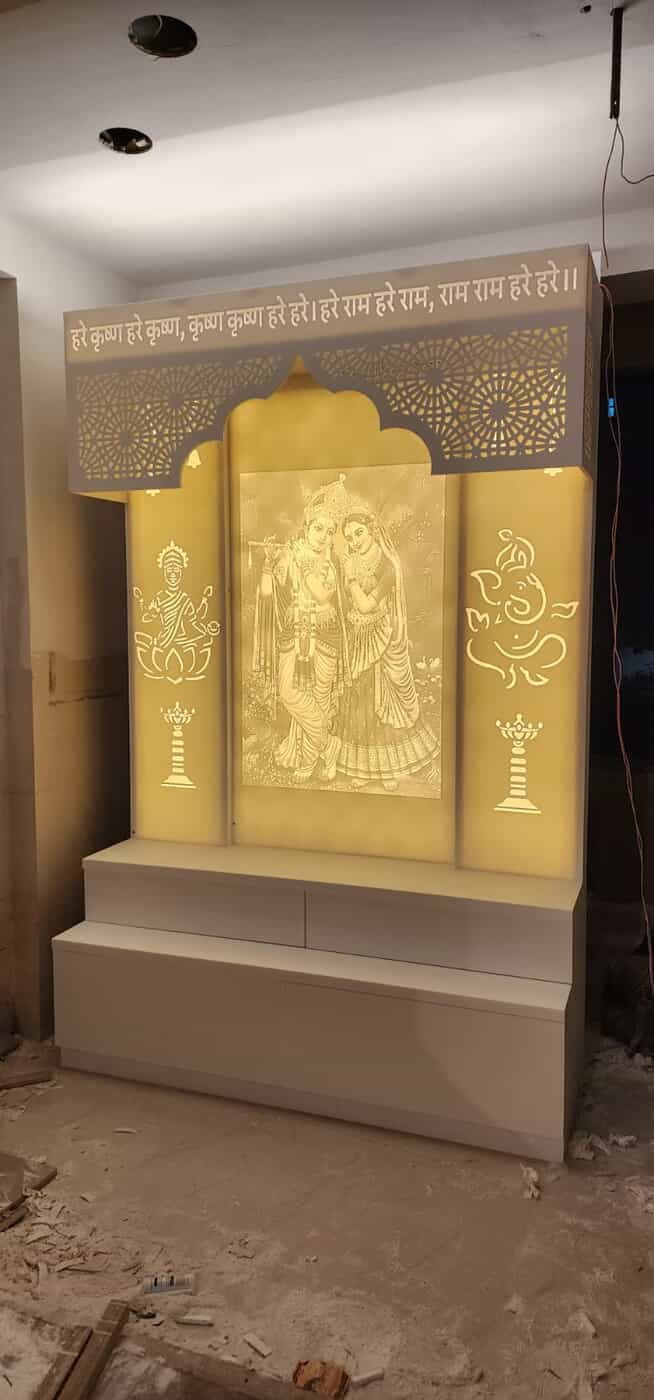 Eternal Bliss Full Corian Mandir with Backlight