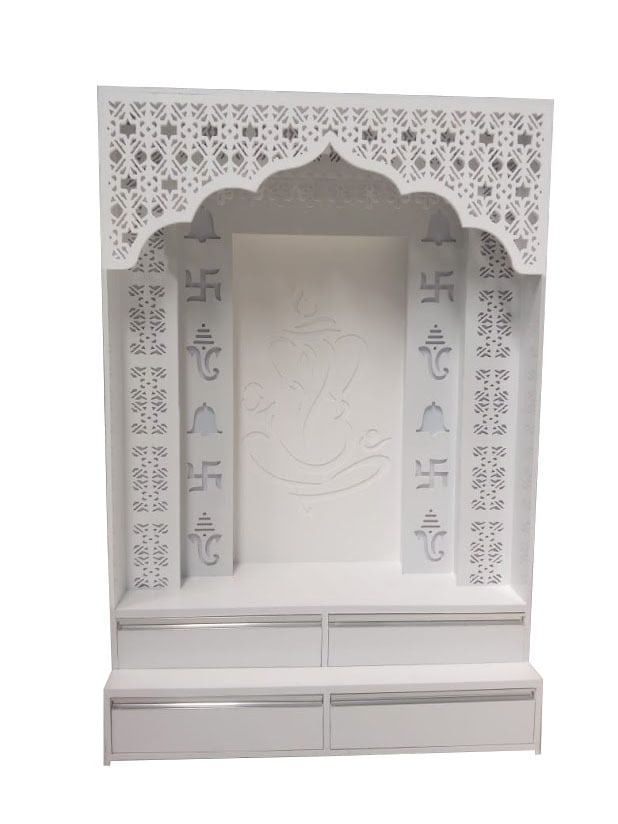 Buy 3D Corian Ganesh Ji Puja Mandir with WPC Pillar & Drawer Online ...
